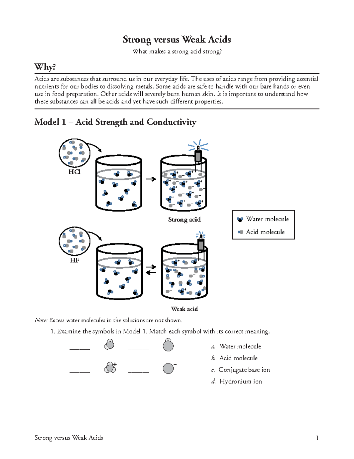 33 Strong vs Weak Acids-S - Strong versus Weak Acids 1 Strong versus ...