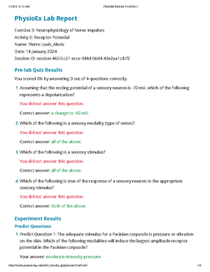 Physio Ex Exercise 3 Activity 4 Physioex Lab Report Exercise 3