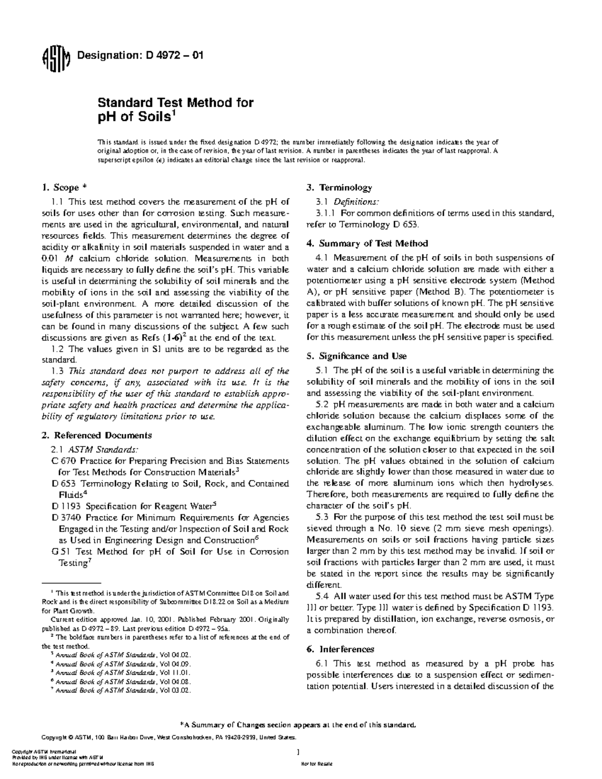 533558234 Standard Test Method for Soil PH ASTM D4972 01 1 ...