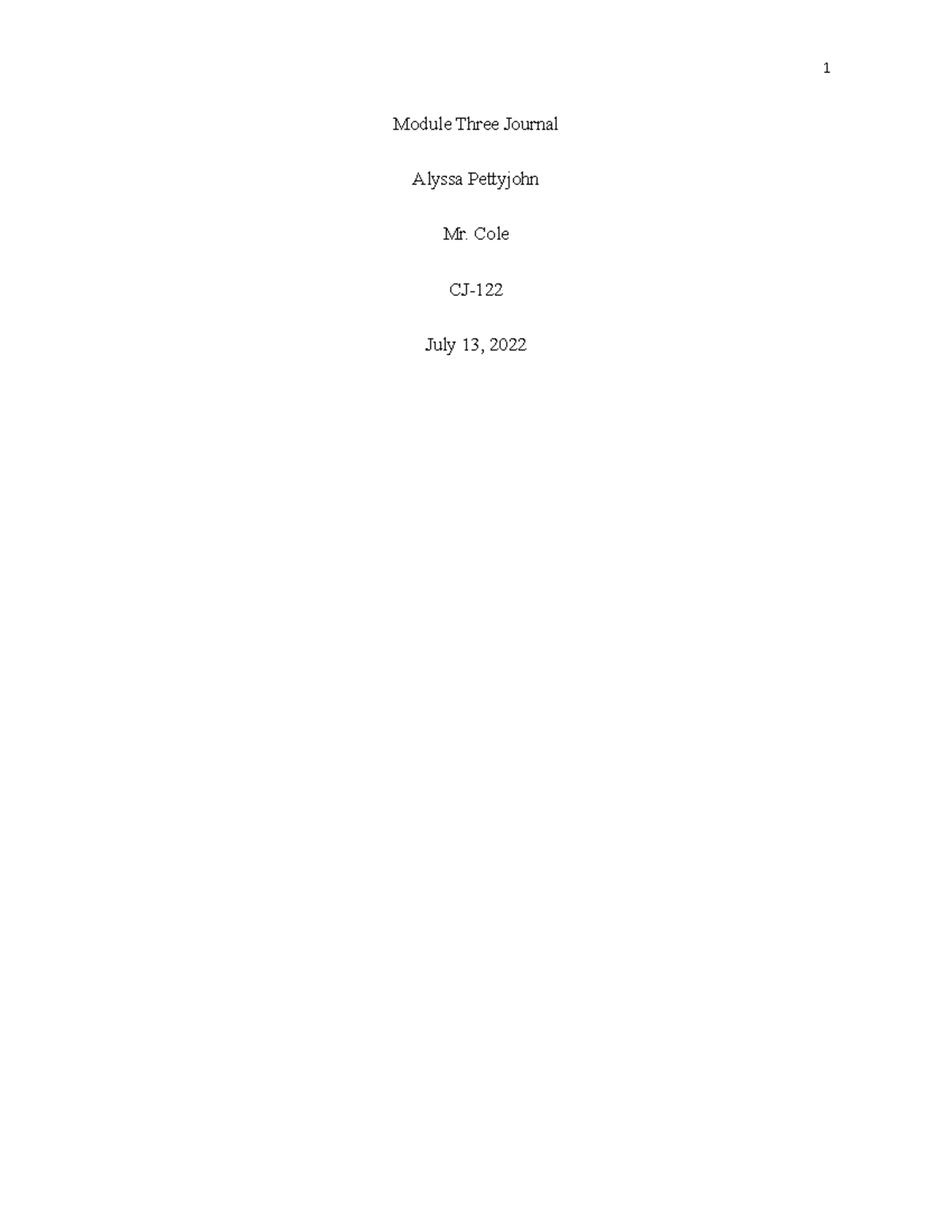 Module 3 Journal-CJ - assignment - Module Three Journal Alyssa ...