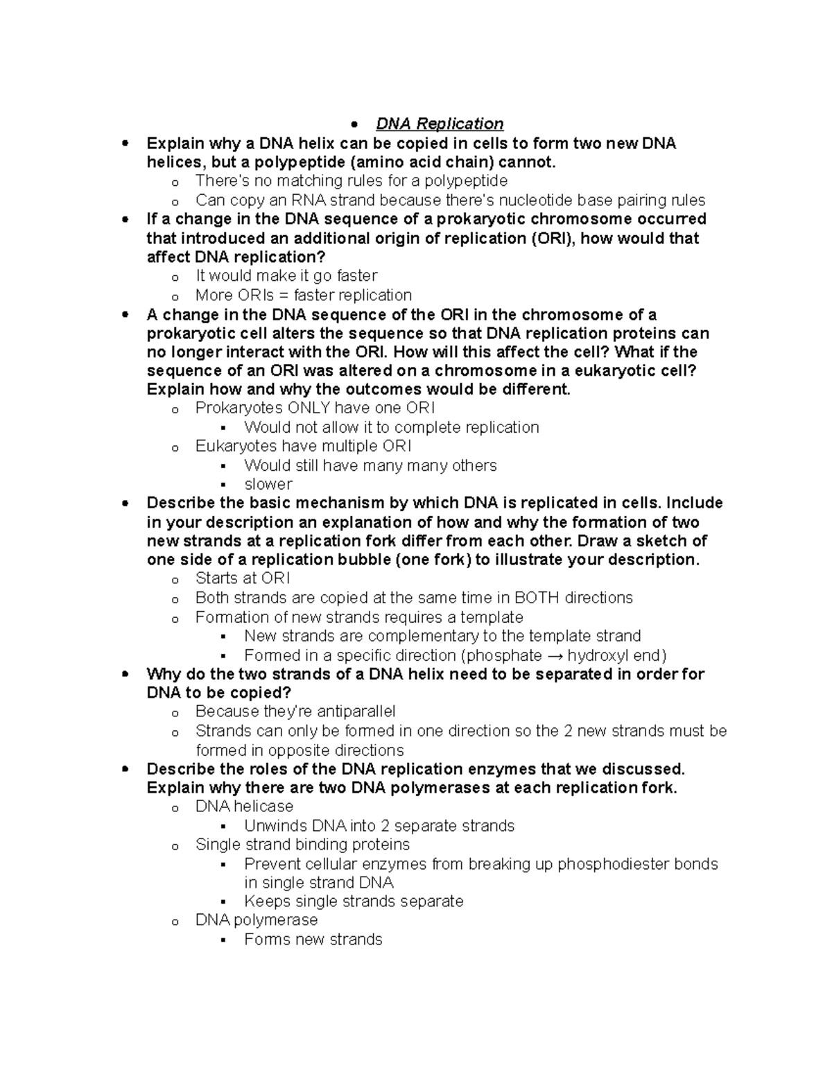 NFS183 exam 4 follow up questions - DNA replication - DNA Replication ...