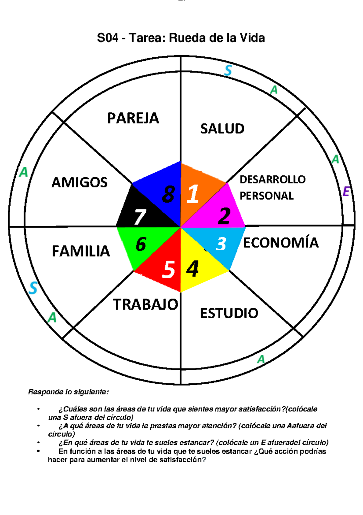 Rueda DE LA VIDA - 123 - lOMoAR cPSD| 16477378 ####### S04 - Tarea ...