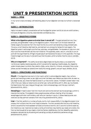 Unit 9 Nutrition and digestion script - Nutrition and digestion Slide 2/3: Introduction. Hello ...