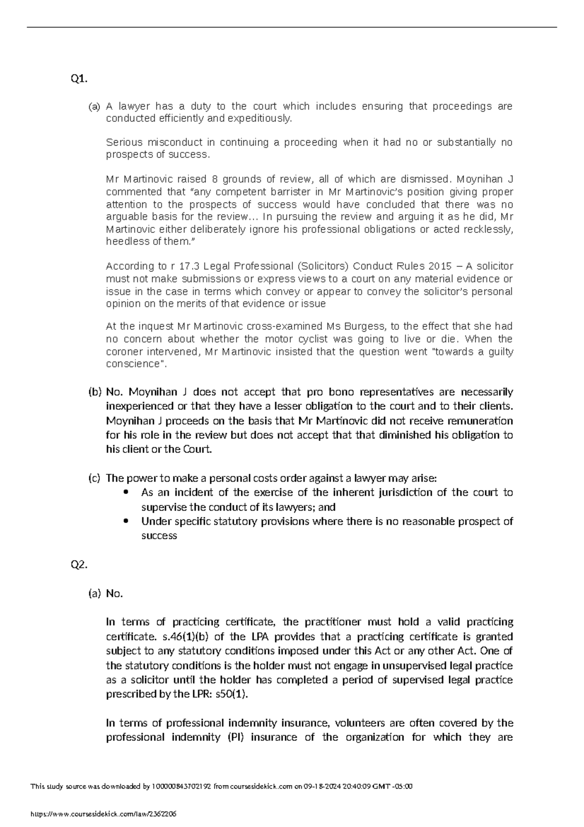 Activity 4 notes for exams - (a) A lawyer has a duty to the court which ...