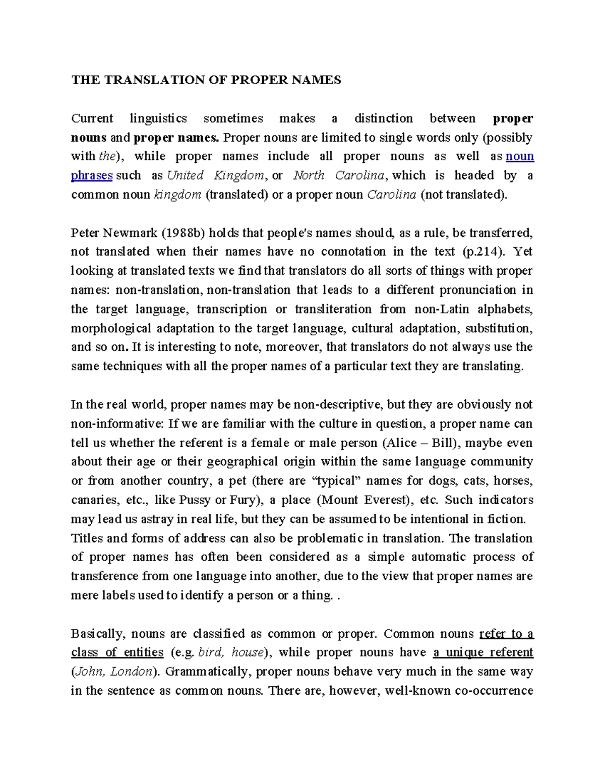 THE Translation OF Proper Names - THE TRANSLATION OF PROPER NAMES ...