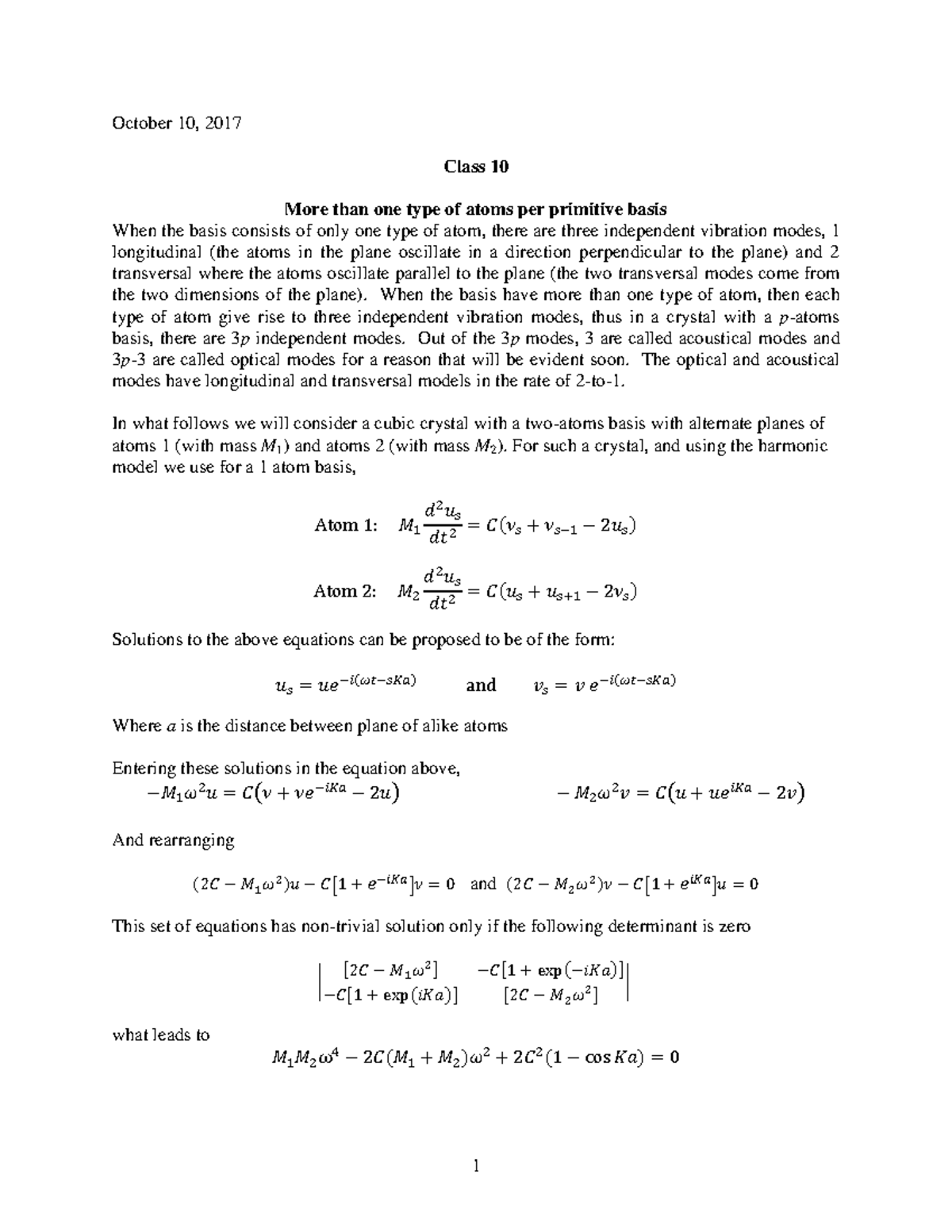 Class 10 Two-at-basis 1010 - October 10, 2017 Class 10 More than one ...