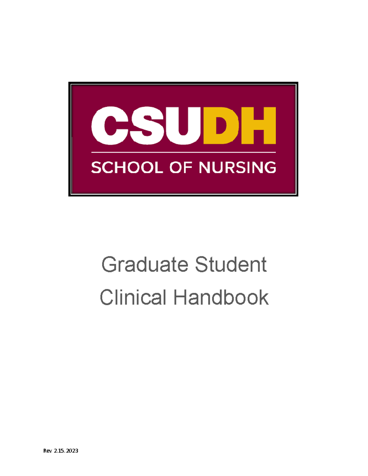 Graduate Clinical Handbook 2023 - Rev 2. Graduate Student Clinical ...