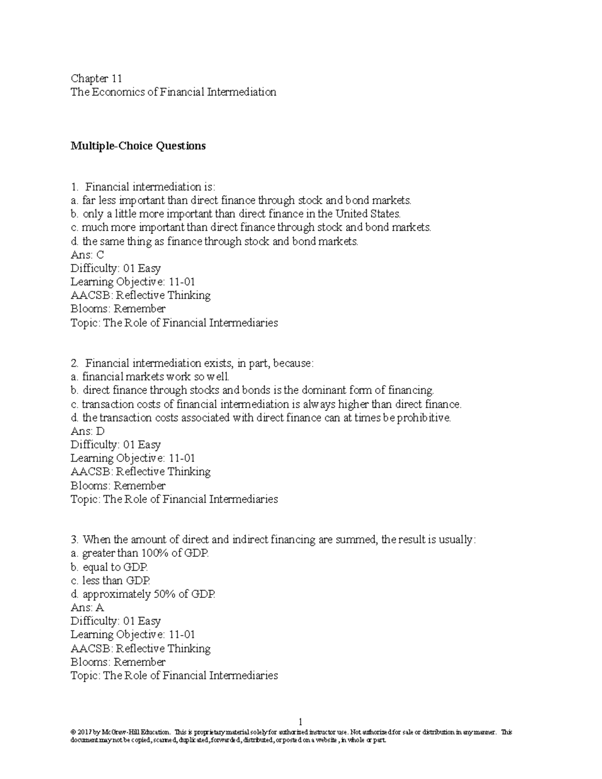 Test 11 2018, questions and answers - Chapter 11 The Economics of ...