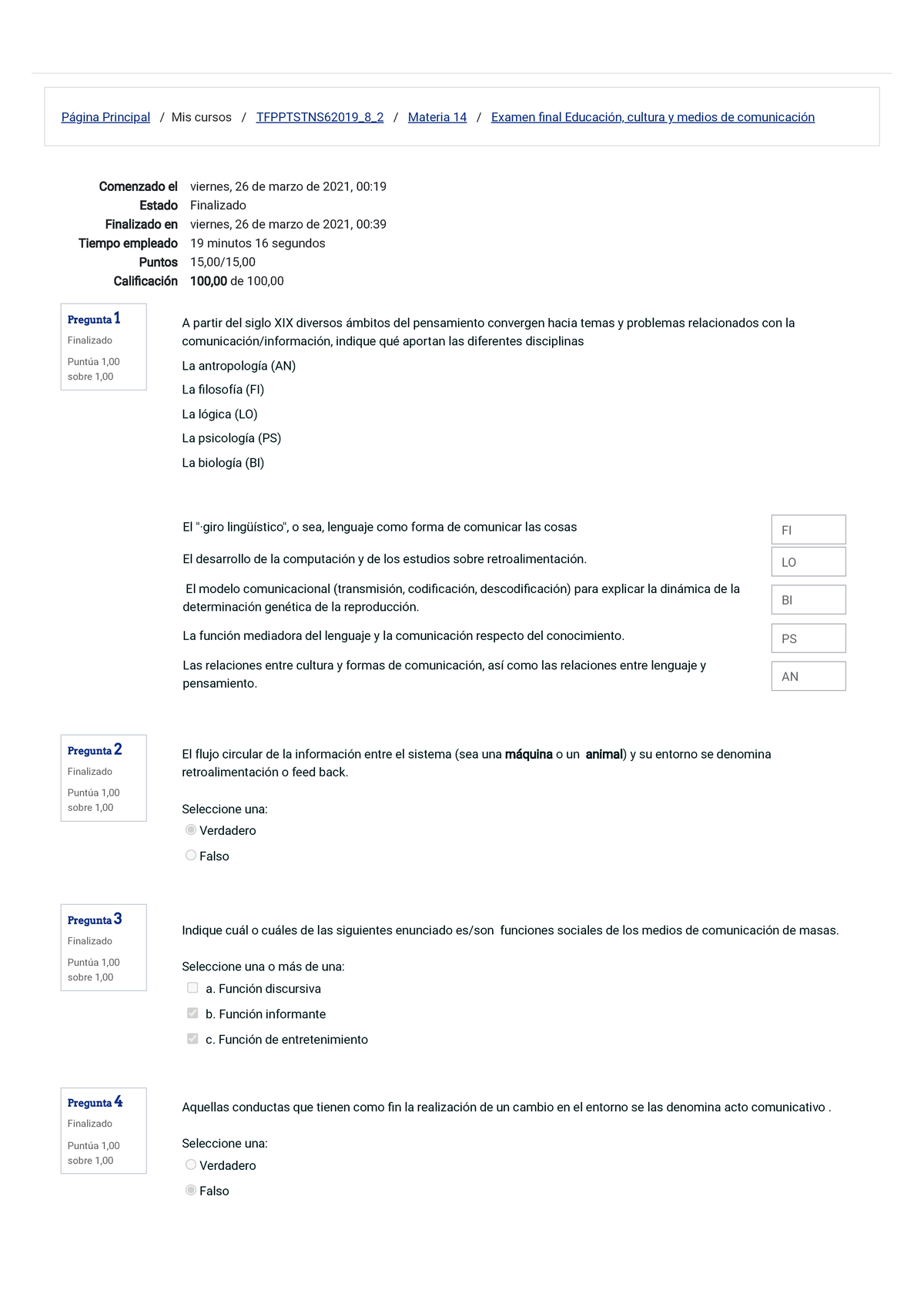 Examen final Educación, cultura y medios de comunicación Revisión del ...
