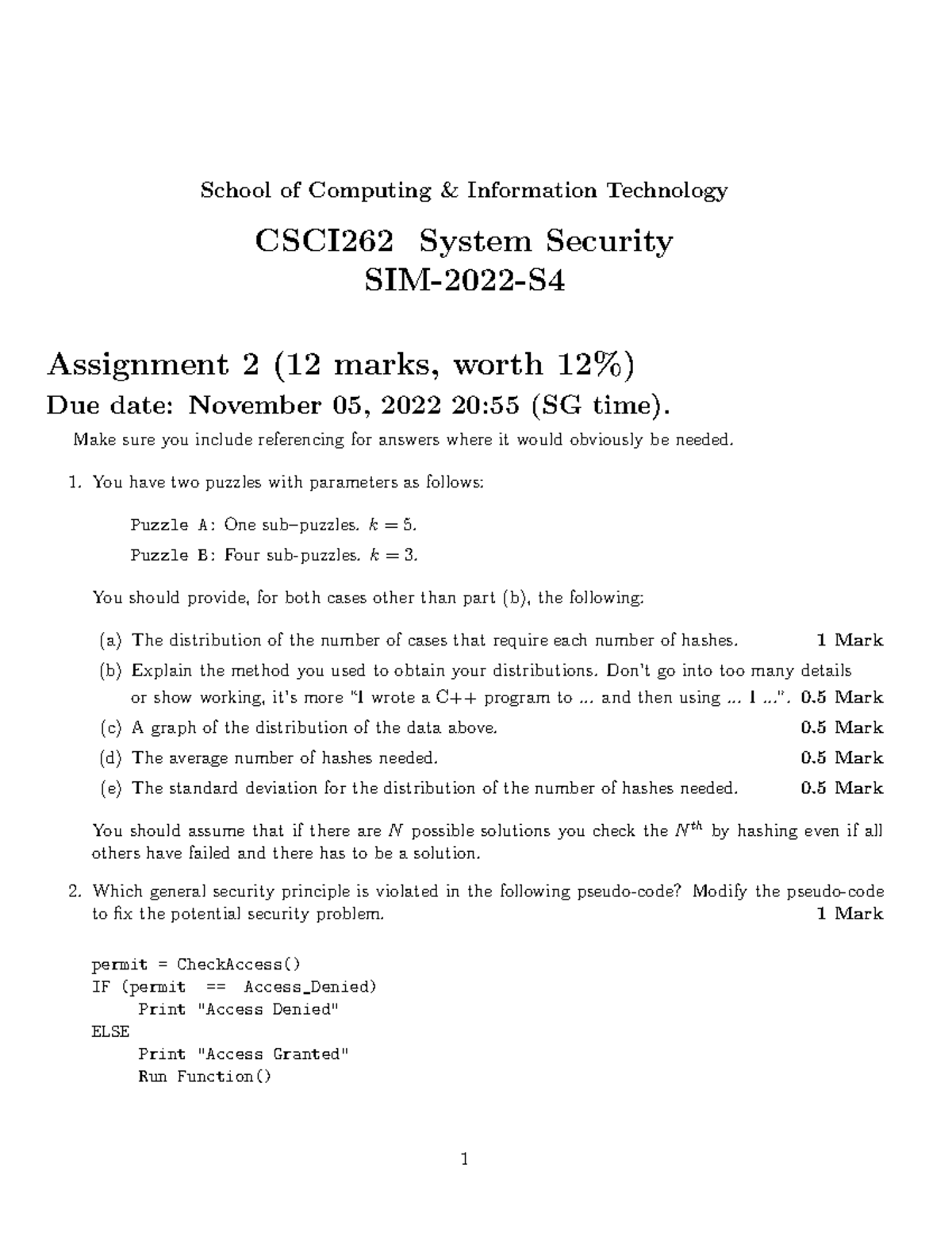 CSCI262-A2-2022 - This is a copy of a2 - School of Computing & Information Technology CSCI262 ...