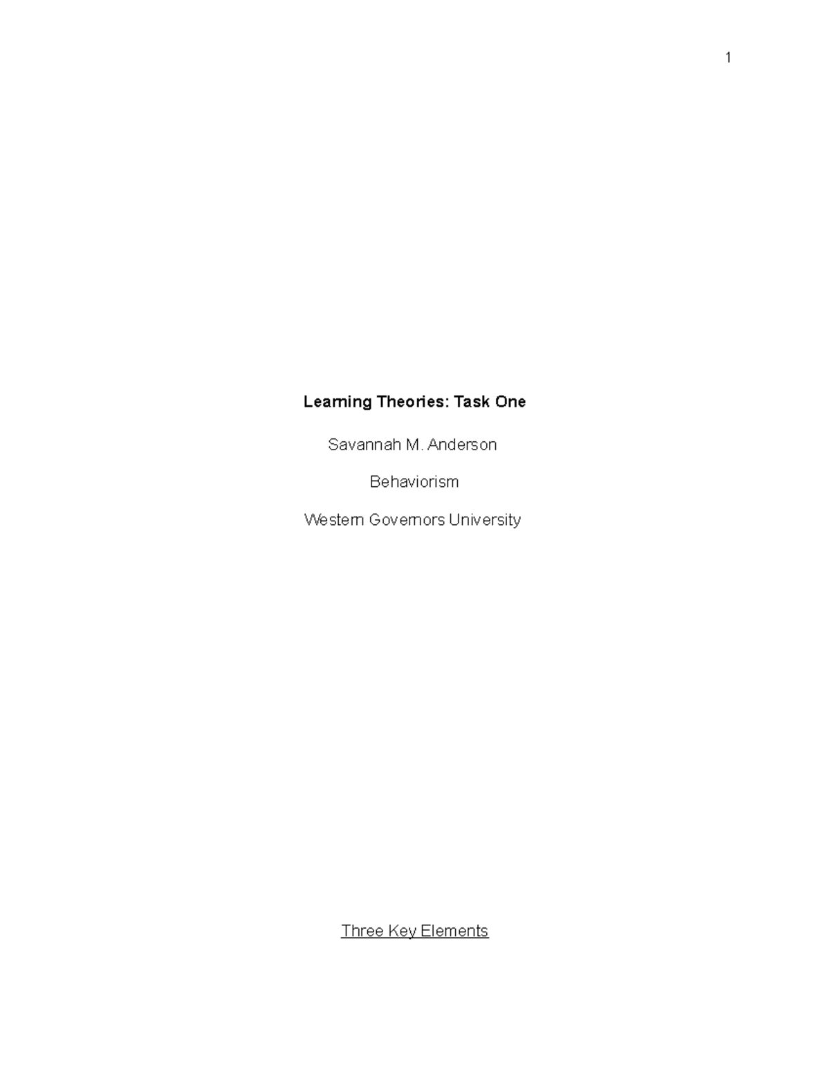 Learning Theories Task 1 - Anderson Behaviorism Western Governors ...
