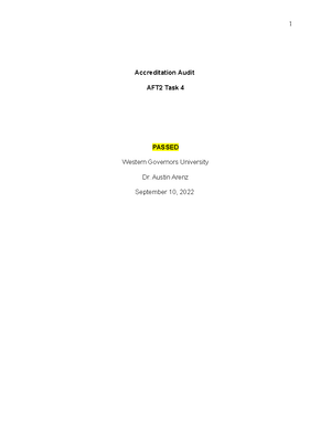 AFT2 Task 3 - Passed - TASK 3 - Accreditation Audit AFT2 Task 3 PASSED ...