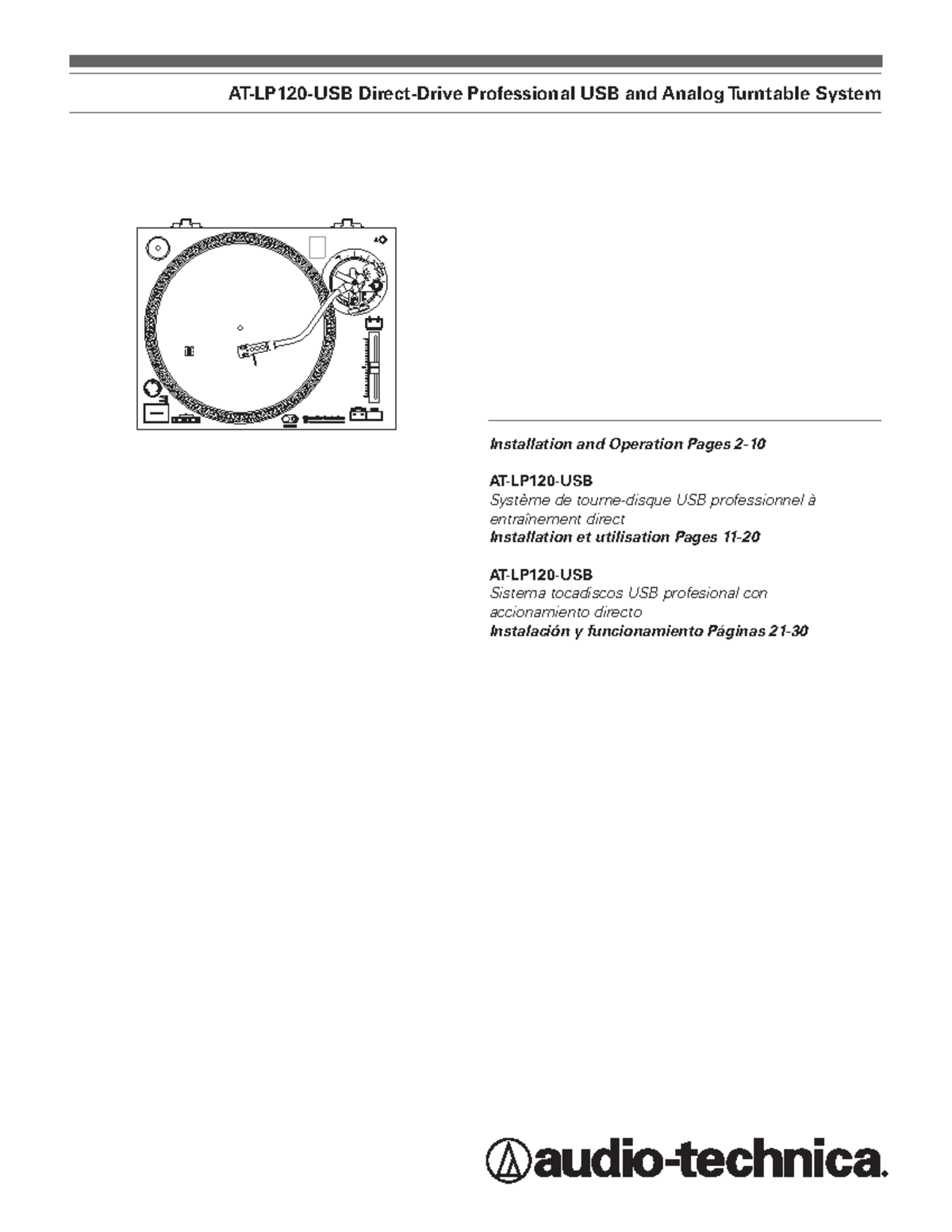 Audio Technica AT LP120 usb - AT-LP120-USB Direct-Drive Professional ...