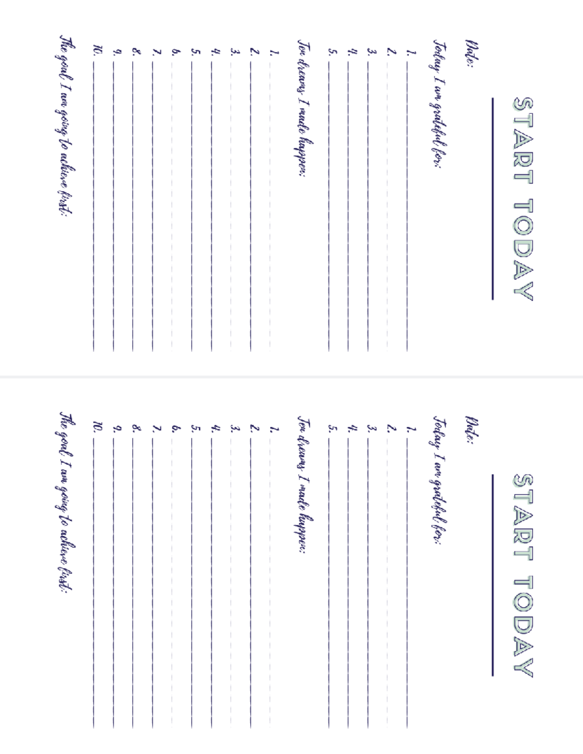 Start Today Journal Printable Pages 1 - START TODAY START TODAY Date ...
