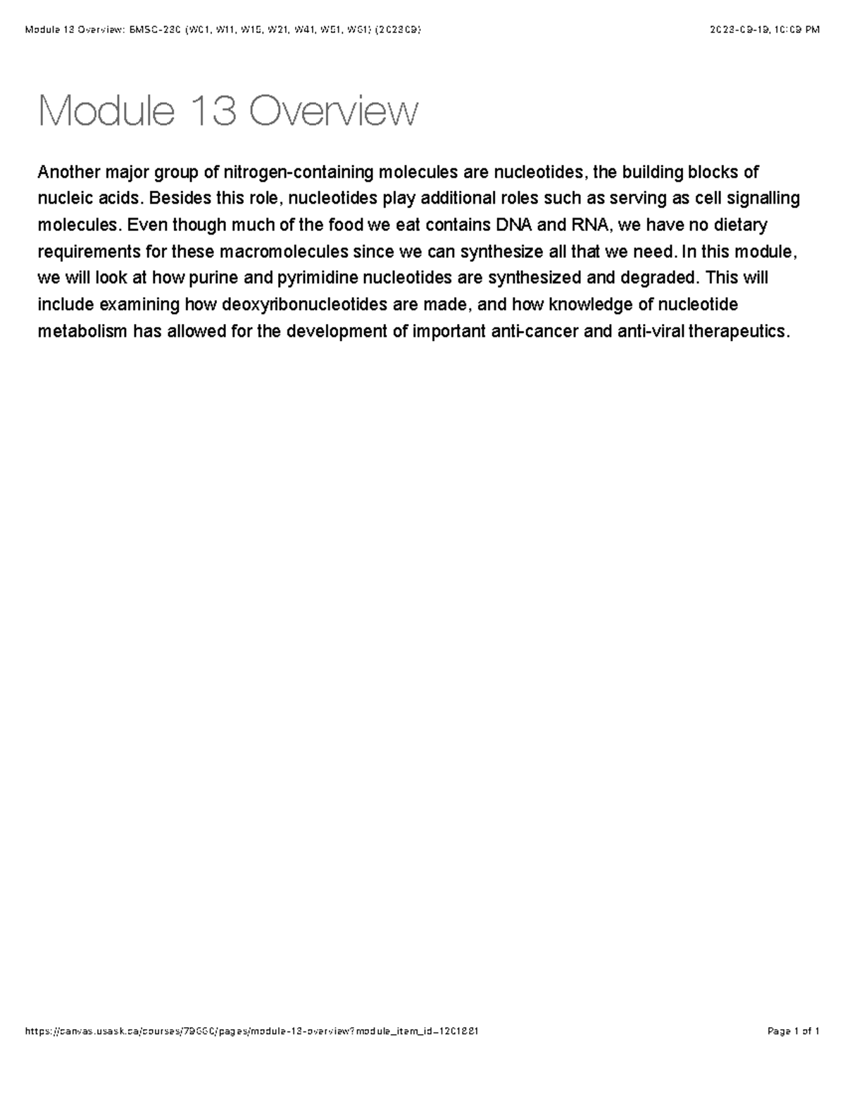 Module 13 - Fall Term 1 (online) - Module 13 Overview: BMSC-230 (W01 ...
