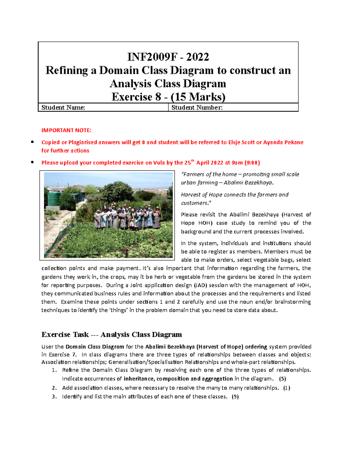 INF2009 F Analysis Class Diagrams Exercise 8 Solution 2022 - INF2009F ...