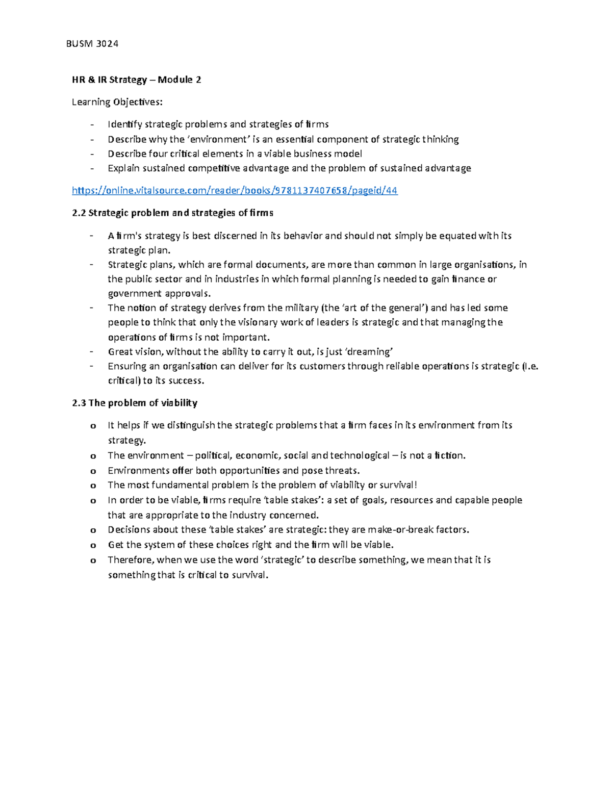 BUSM3024 - Module 2 - HR & IR Strategy – Module 2 Learning Objectives ...