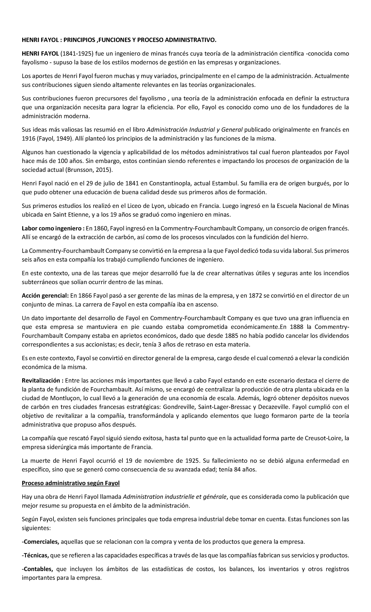 Henry Fayolprincipios , Funciones Y Proceso Administrativo - Warning: TT: undefined function: 32 ...