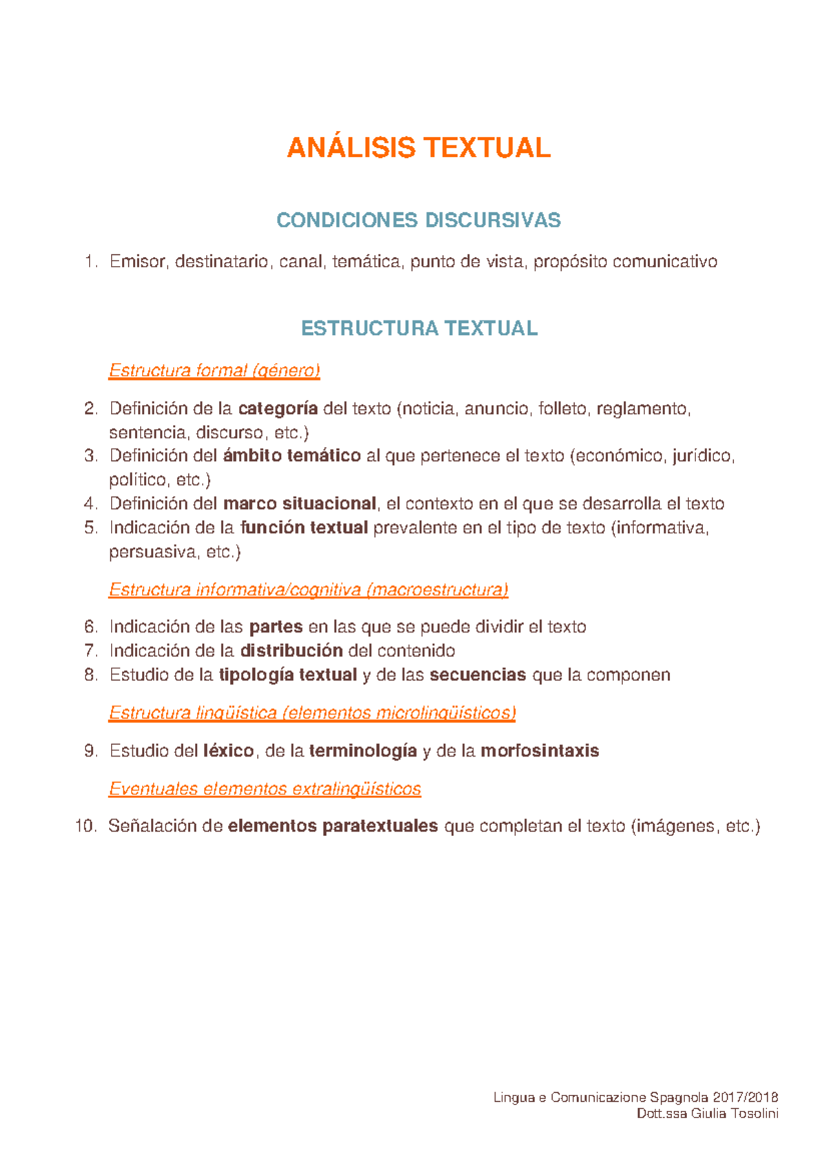 AnÁlisis Textual - Schema su analisi testuale comunicazione spagnola ...