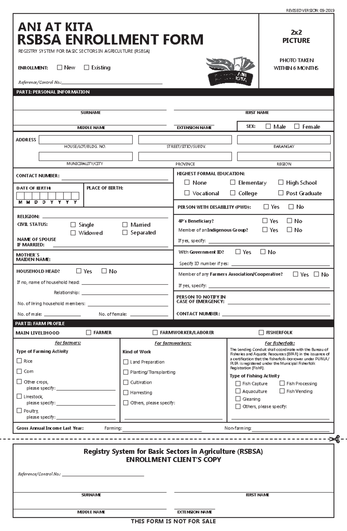 Rsbsa-Enrollment-Form - 2x PICTURE PHOTO TAKEN WITHIN 6 MONTHS ...