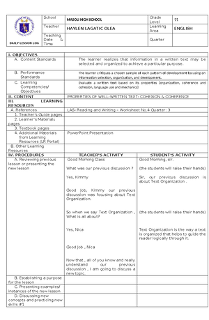 Aira 2nd LP - I. OBJECTIVES A. Content Standards The learner ...