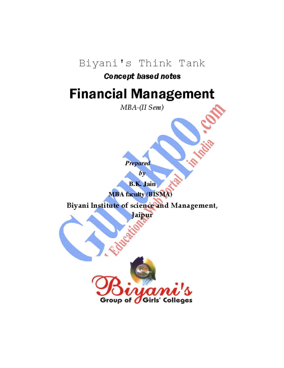 08. Financial Management author B.K. Jain-compressed - Biyani's Think ...