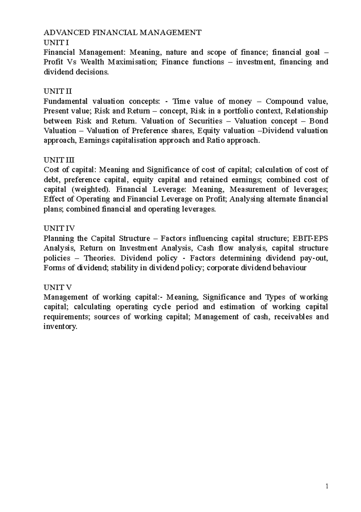 Advanced Financial Management Material - ADVANCED FINANCIAL MANAGEMENT ...