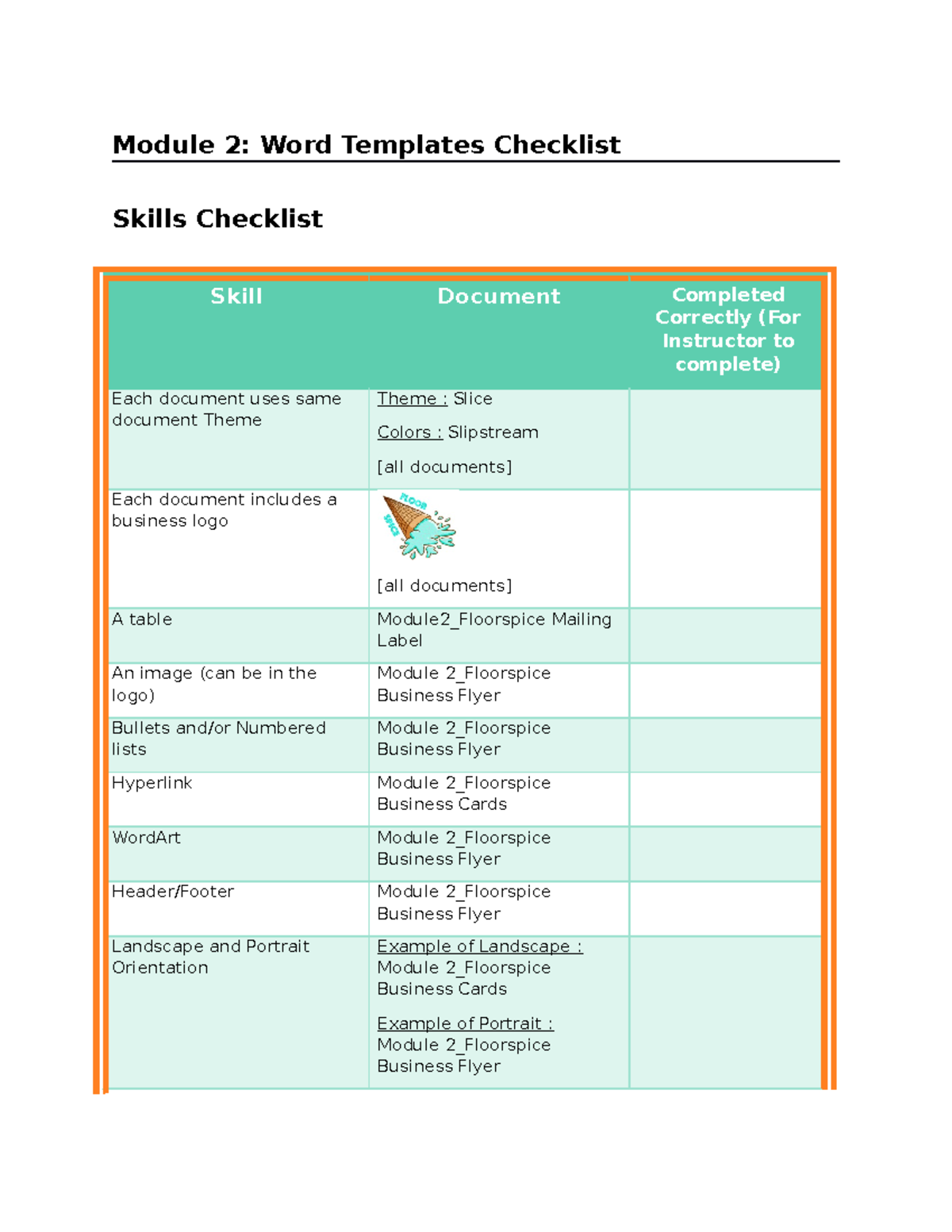 Module 2 Checklist - Module 2: Word Templates Checklist Skills ...
