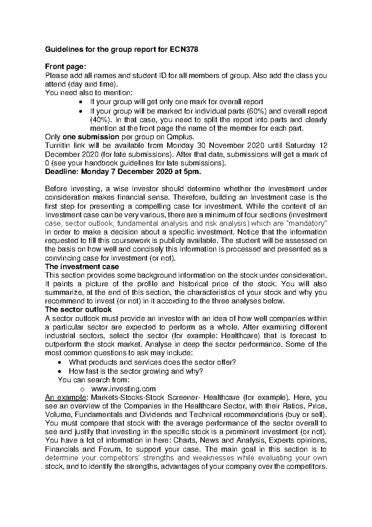 Brief-Group Report - Guidelines for the group report for ECN Front page ...