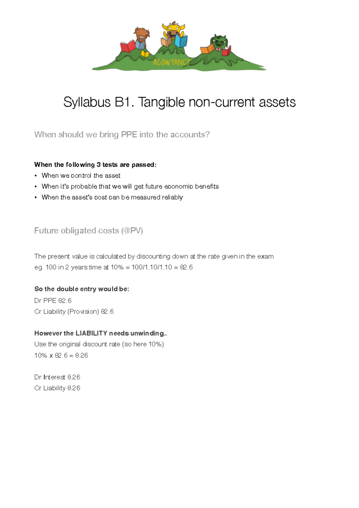 FR Revision notes B1 - Syllabus B1. Tangible non-current assets When ...