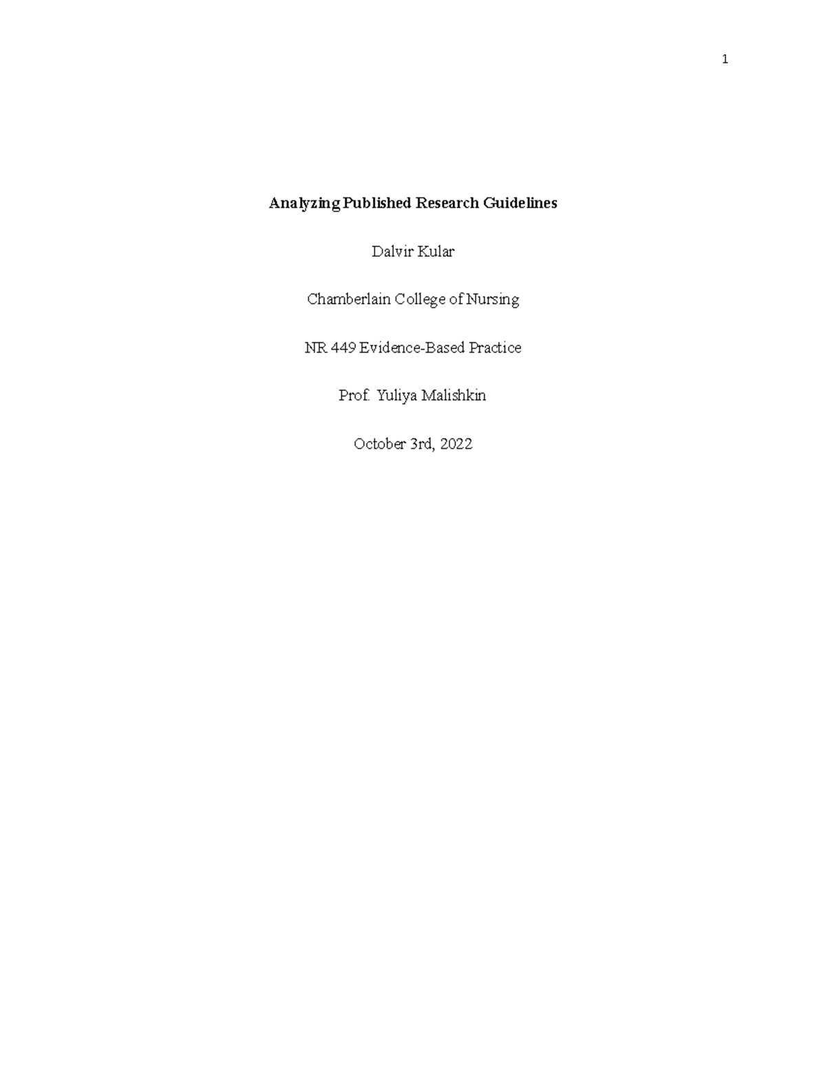 RUA 2 - nh nhgh - Analyzing Published Research Guidelines Dalvir Kular ...