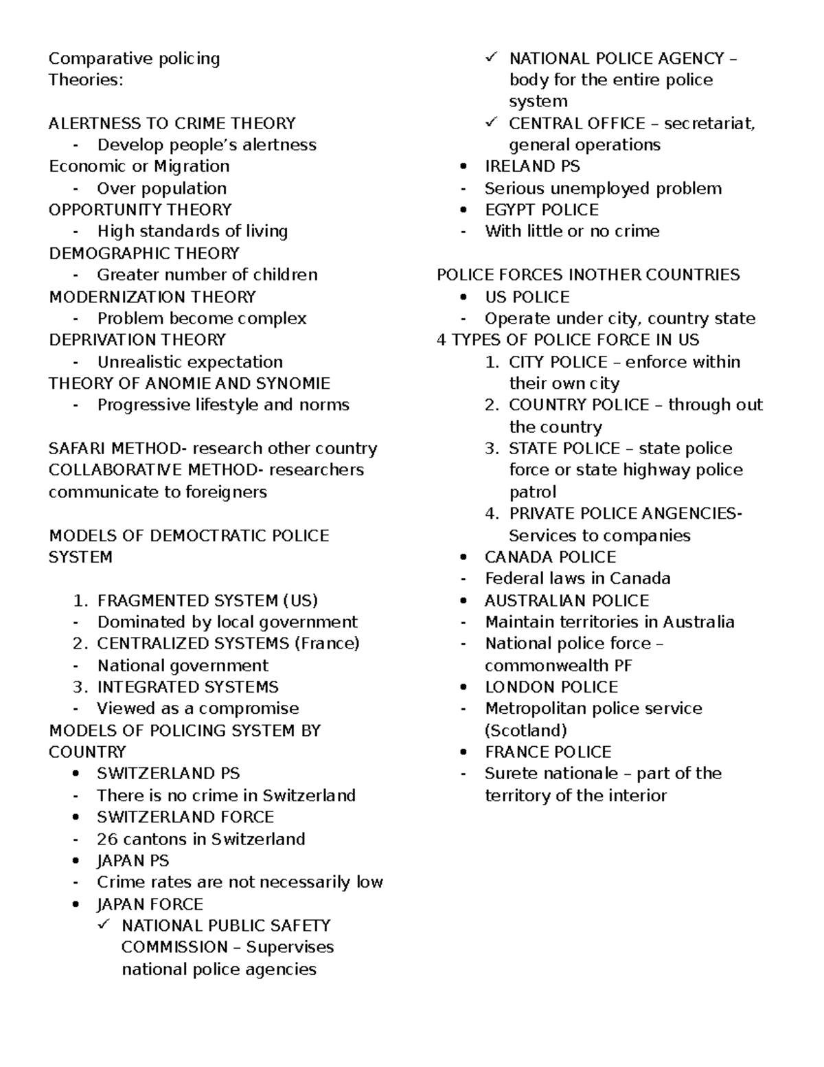 Reviewer - This is for all - Comparative policing Theories: ALERTNESS ...