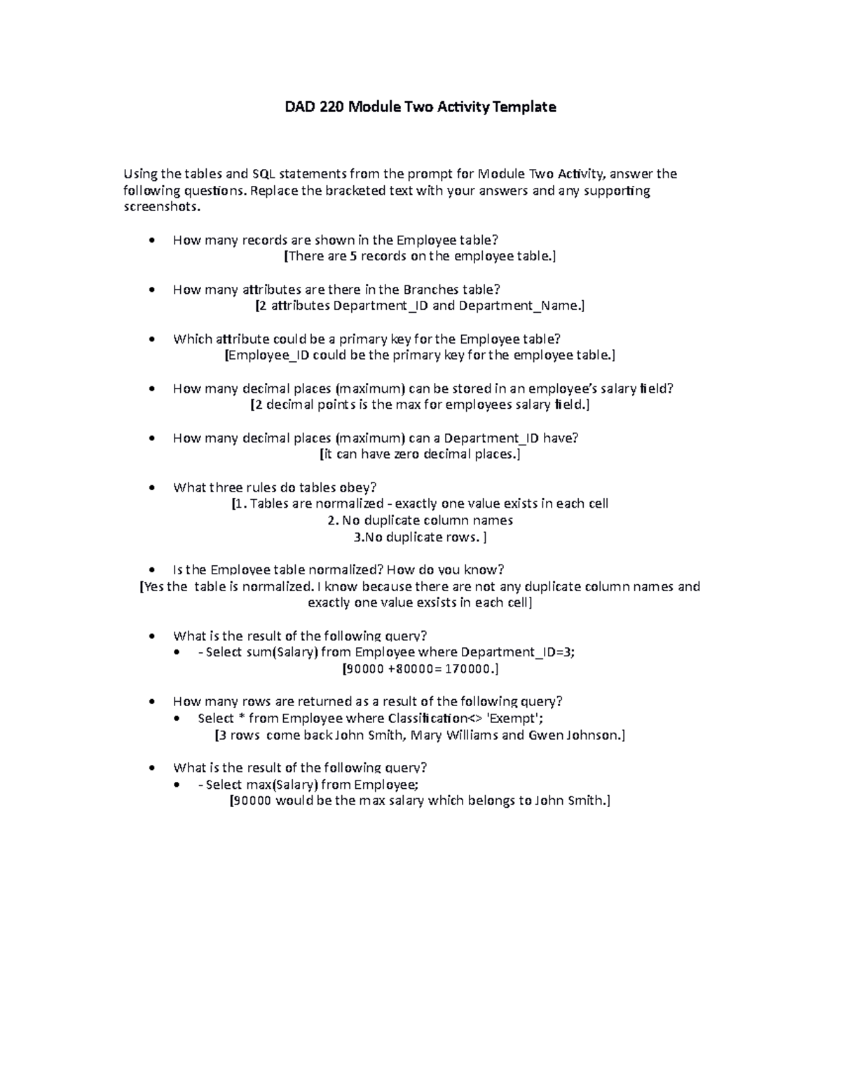 Burnham module 2 - DAD 220 Module Two Activity Template Using the ...