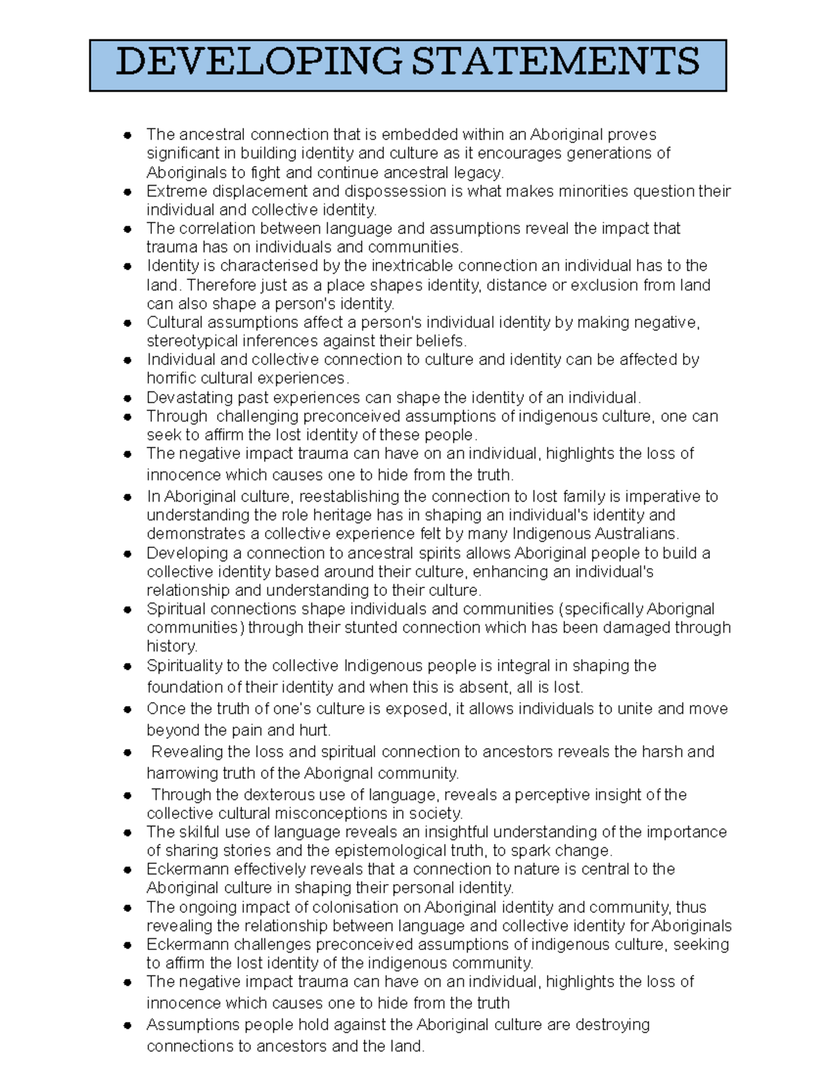 Developing Statements - Module A Language, Culture and Identity ...