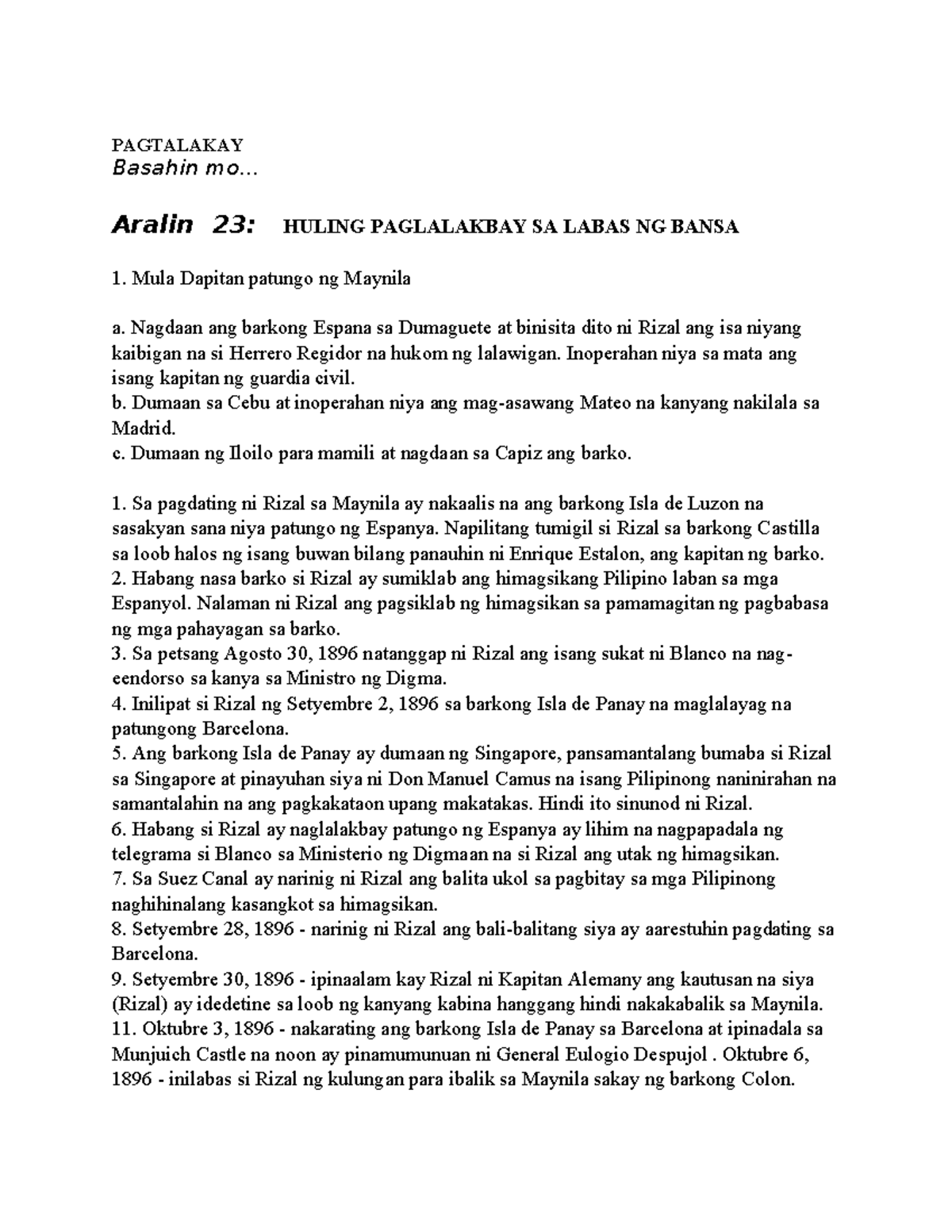 Aralin-23 - Summary Bachelor of Science in Civil Engineering ...