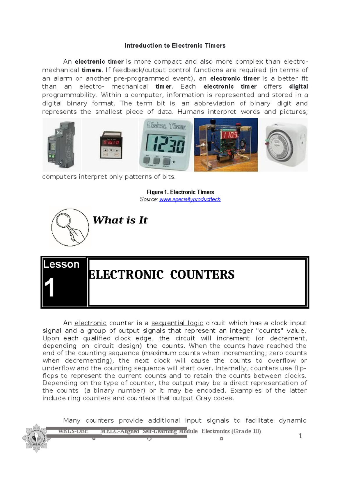 Module 3 Electronics Digital Counters - WBLS-OBE MELC-Aligned Self ...