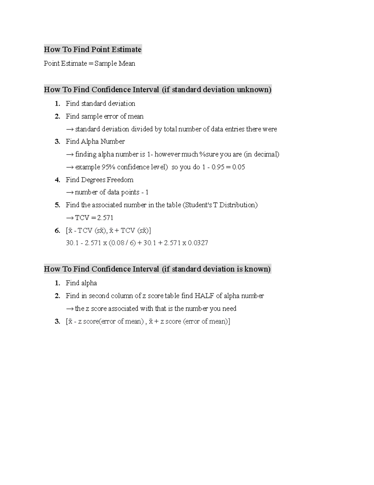 Stats 2020 - How to Find Point Estimate, How to find Confidence ...