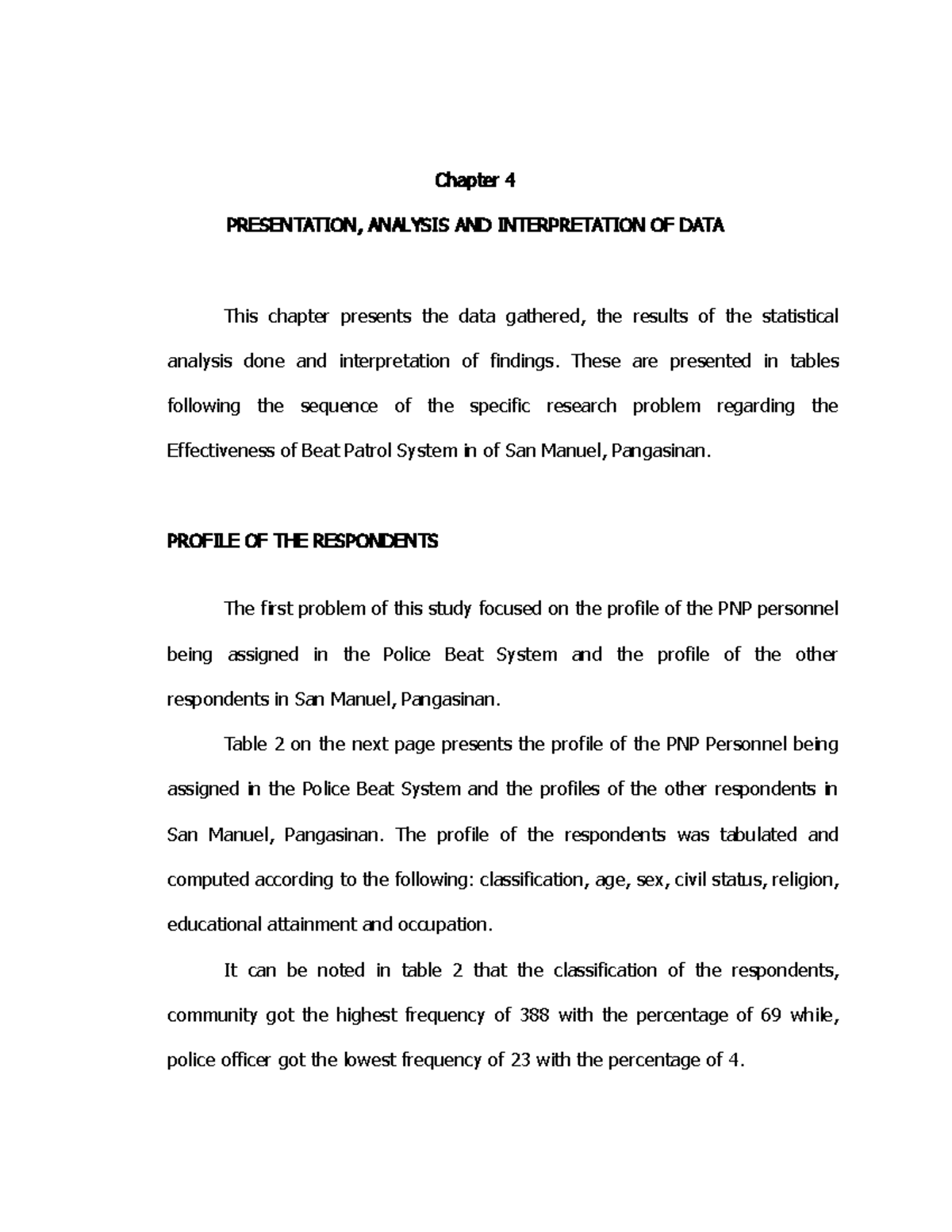 Chapter 4 Presentation Analysis And Inte Chapter 4 Presentation