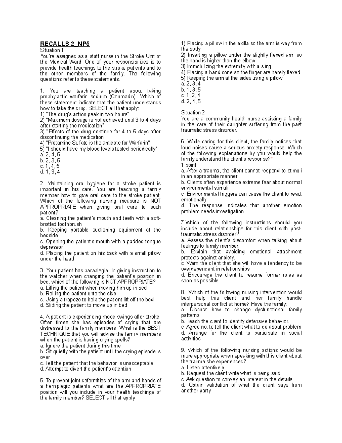 Recalls 2 NP5 - FSFS - RECALLS 2_NP Situation 1 You’re assigned as a ...