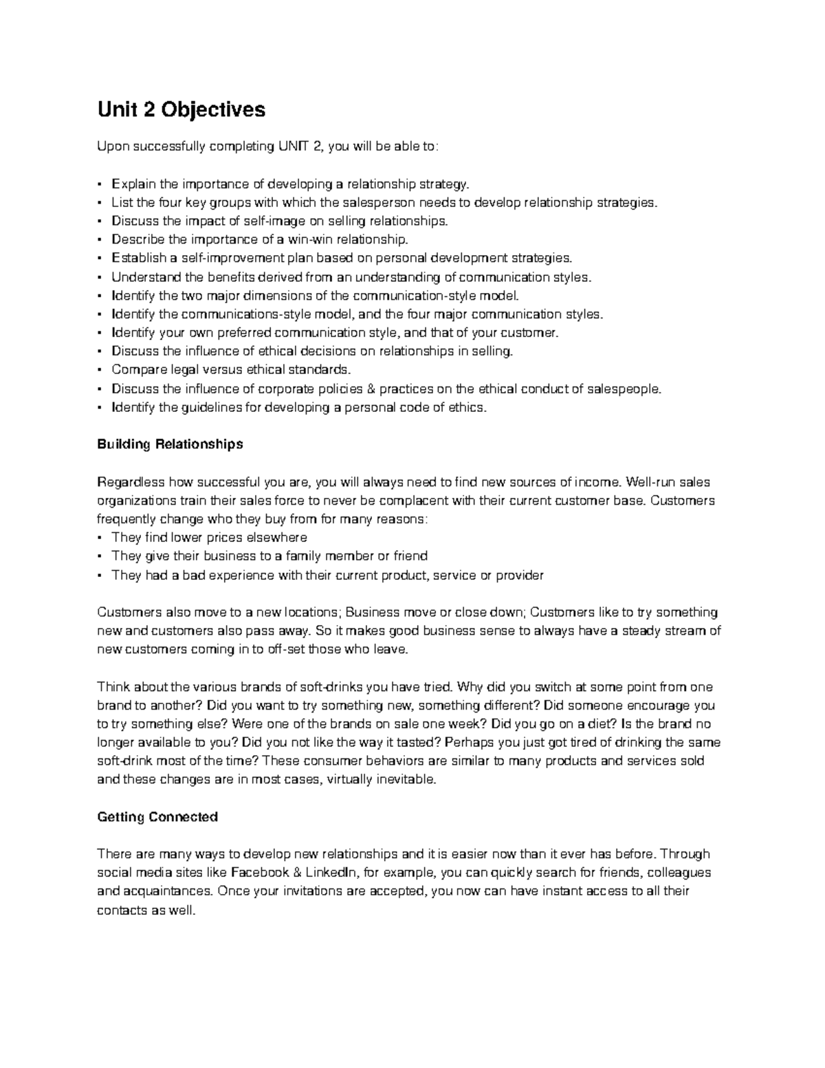 Unit 2 Objectives - Professor Lynn Faria - Unit 2 Objectives Upon ...