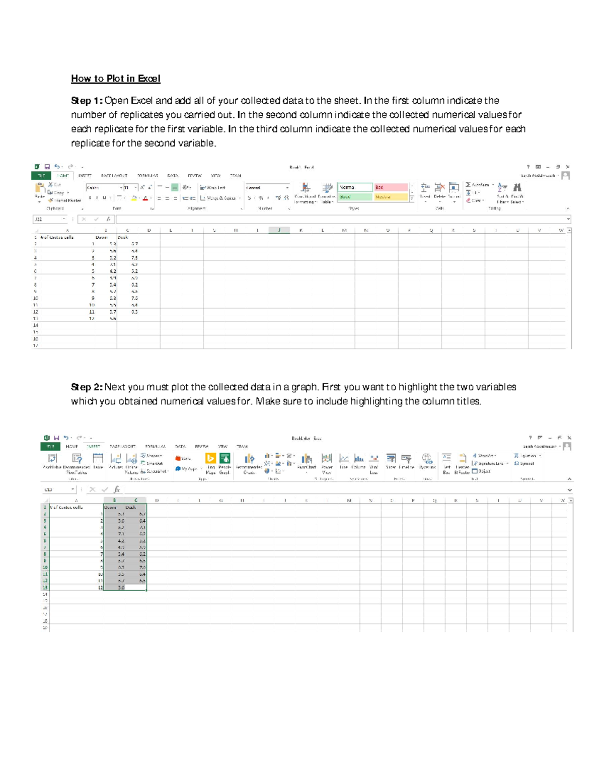 How to Plot on Excel using cactus data-1 - How to Plot in Excel Step 1 ...