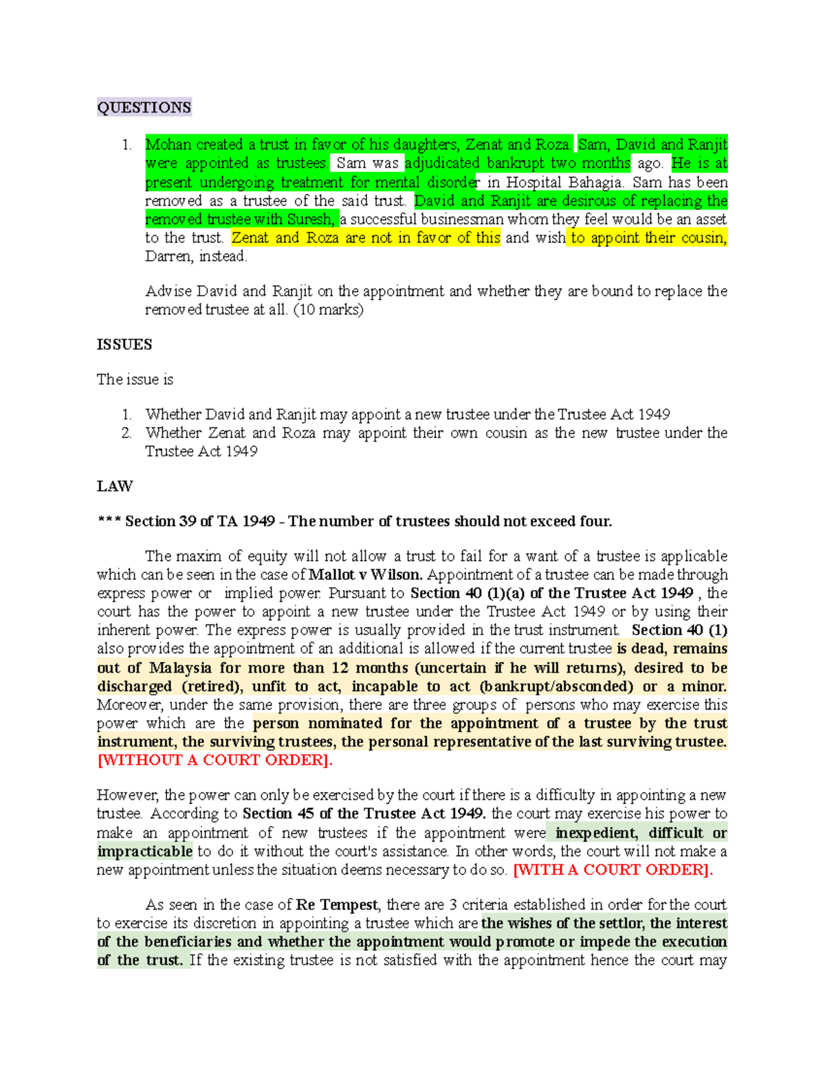 AOT - Answers Example - Tutorial of appointment and removal of trustees ...