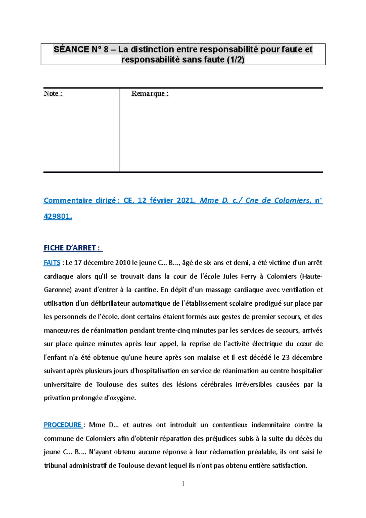 La distinction entre responsabilité pour faute et responsabilité sans ...