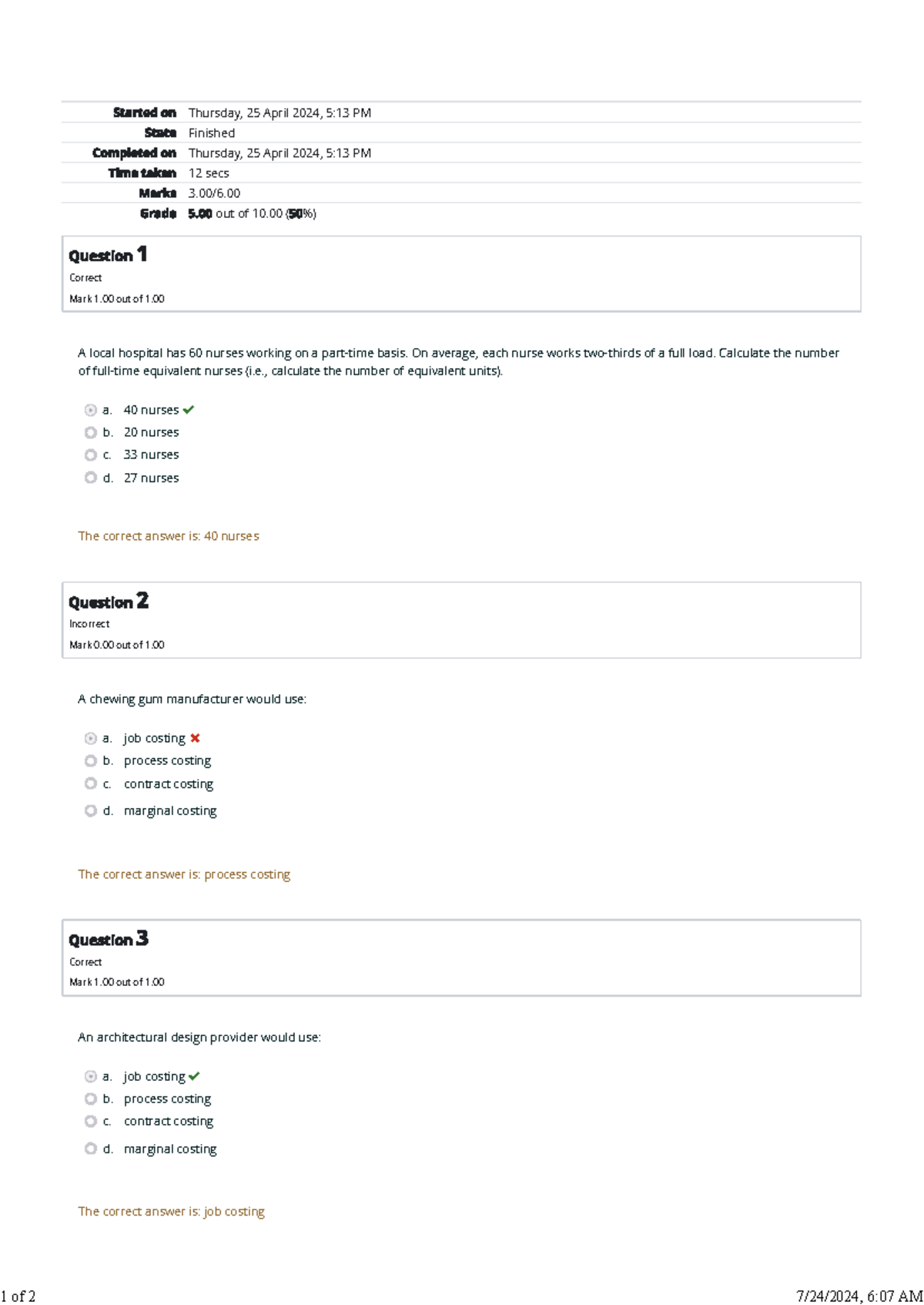 Self Quiz Unit 3 Attempt Review Home Thursday 25 April 2024 5 13 Pm Finished Thursday 25