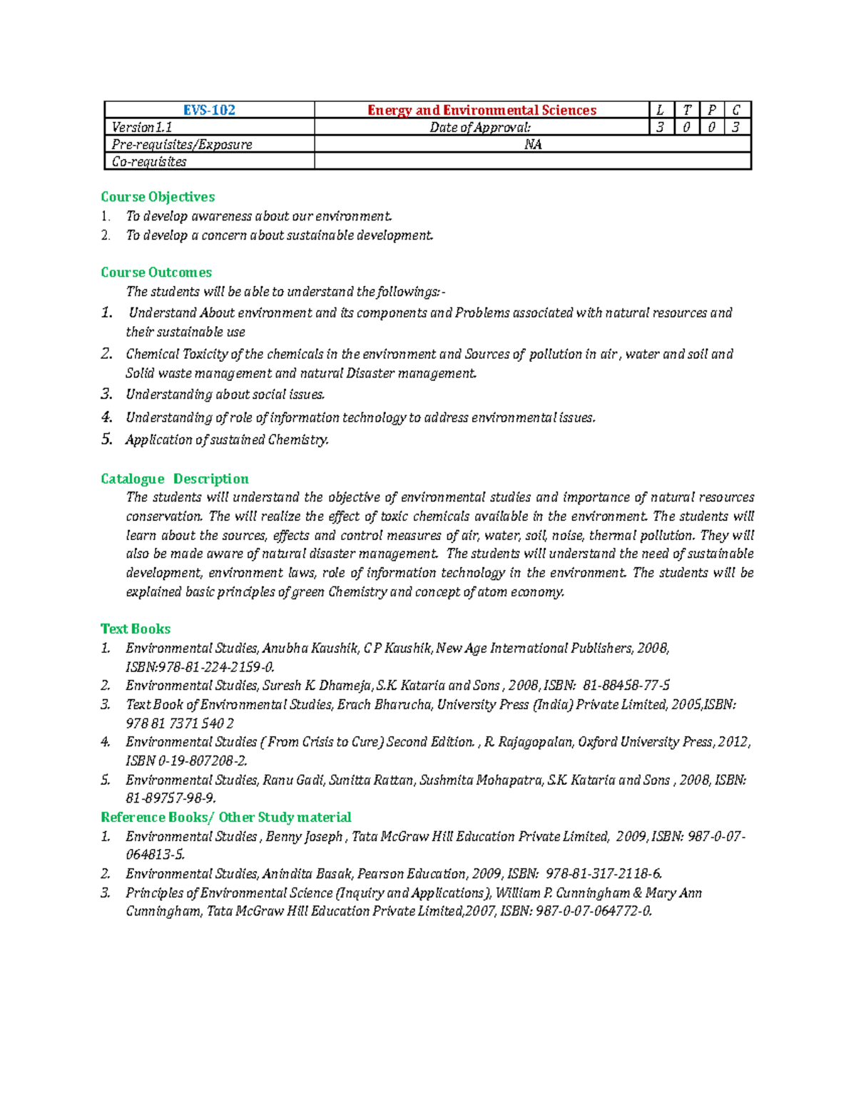 Evs-102 syllabus - lecture and study notes - EVS-102 Energy and ...