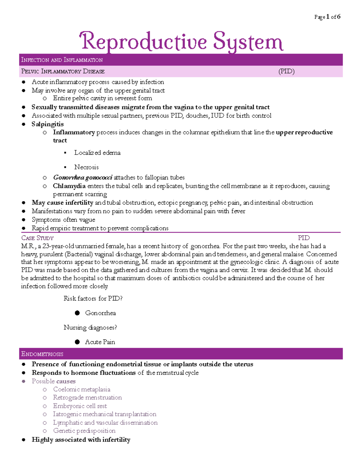 Reproductive System - Page 1 of 6 Reproductive System INFECTION AND ...