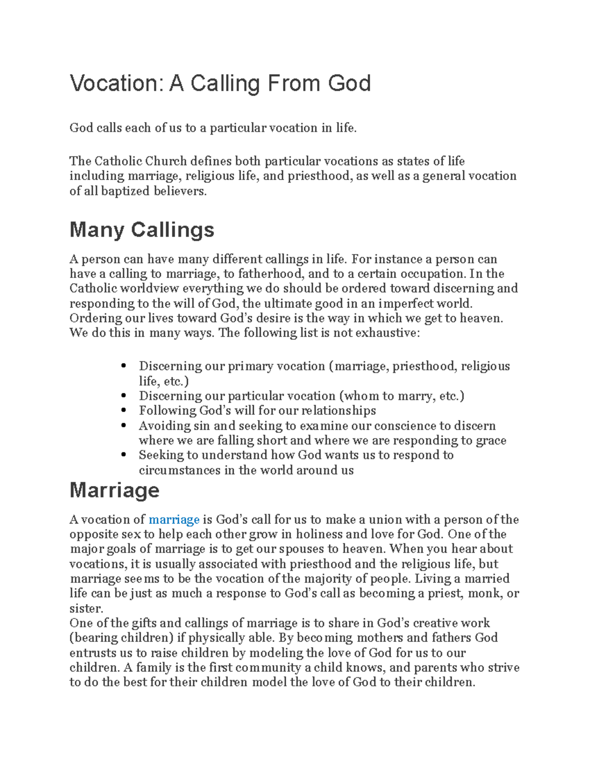 Vocation - The Catholic Church defines both particular vocations as ...