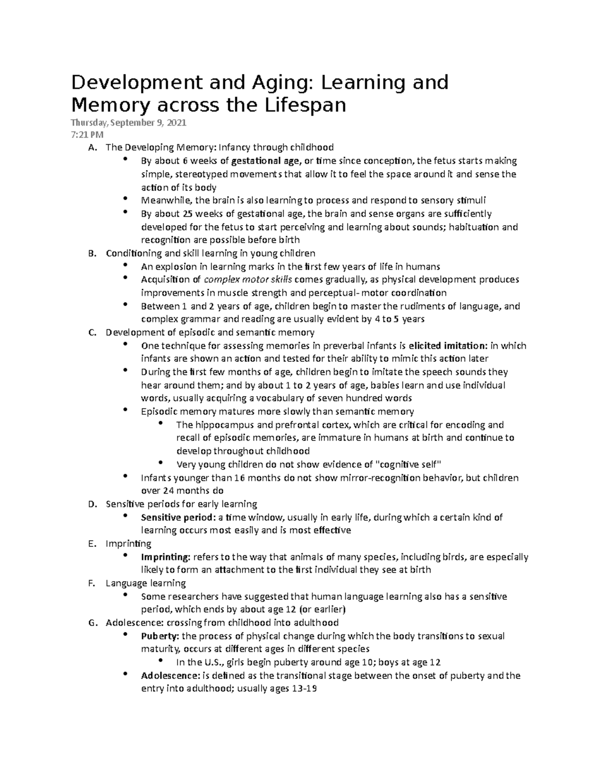 Learning and Memory ch. 12 - Development and Aging: Learning and Memory ...