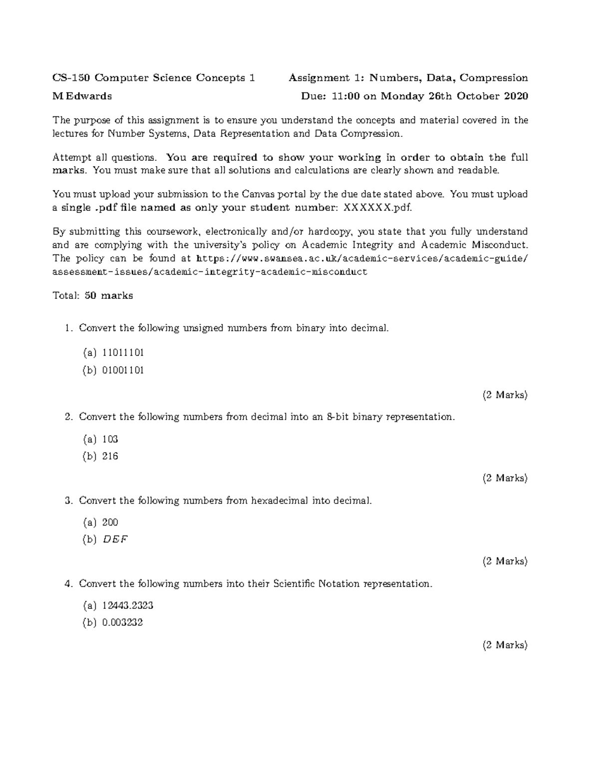 CS-150 Assignment 1 - CS-150 Computer Science Concepts 1 Assignment 1 ...