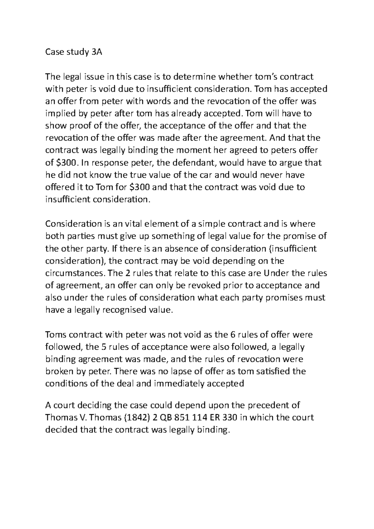 Case study 3A - Subject: Law - Case study 3A The legal issue in this ...